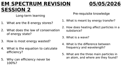 GCSE Physics Electromagnetic Spectrum Uses & Dangers Revision Mat ...