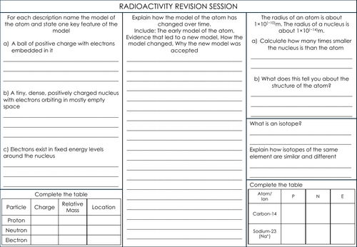 GCSE Physics Radioactivity Revision Mat + Lesson | Teaching Resources