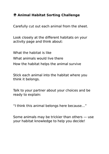 Animal Habitats Cut & Stick Activity + Postcard Extension | Teaching ...