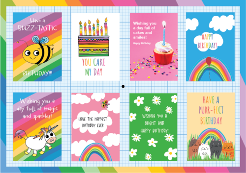 Printable Birthday Cards for the Classroom 16 Original Designs (KS1–KS3 ...
