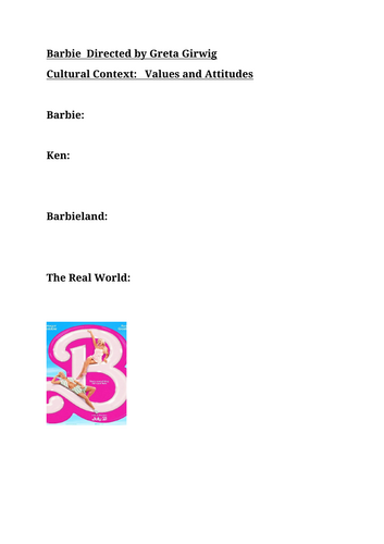 Barbie Movie Cultural Context Power Point Presentation and worksheets ...