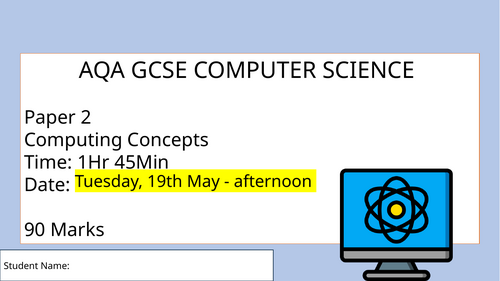 AQA GCSE CS Paper 2 Revision Clock & Tips | Teaching Resources