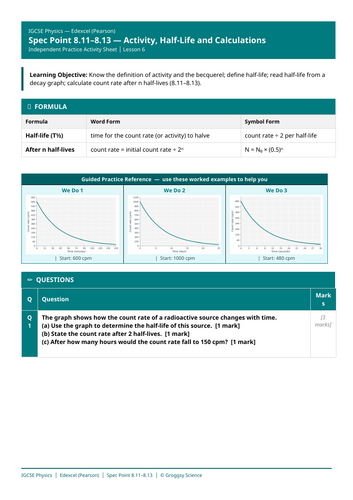 IGCSE Physics: Activity, Half-Life and Calculations | Radioactivity ...