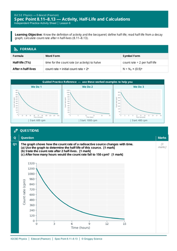IGCSE Physics: Activity, Half-Life and Calculations | Radioactivity ...