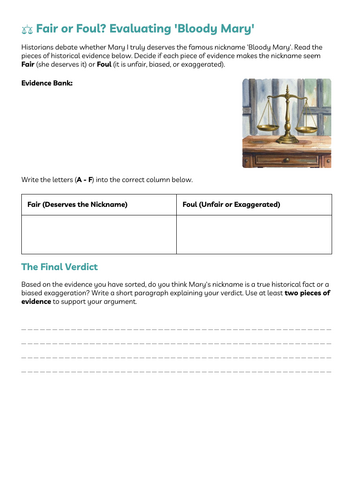 The Tudors - Mary I (PPT + Worksheet) | Teaching Resources
