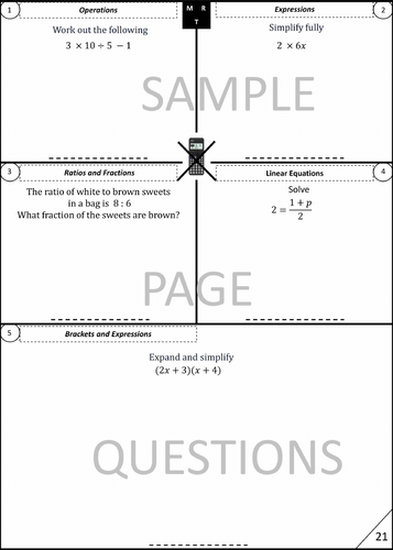 GCSE MATHS, GRADE 1-4, LESSON STARTER, RECALL QUESTIONS BOOKLET -SQ2a ...