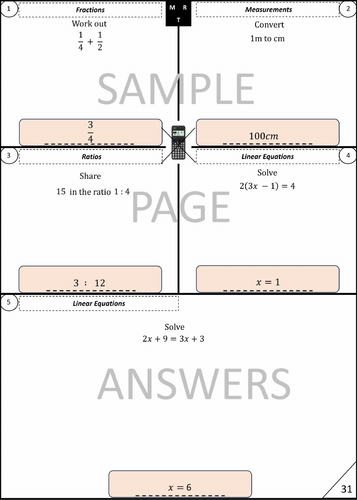 GCSE MATHS, GRADE 1-4, LESSON STARTER, RECALL QUESTIONS BOOKLET -SQ2a ...