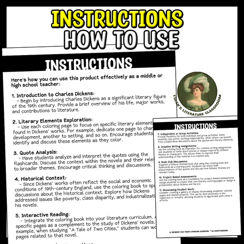 Literary Coloring Book : Coloring Sheets & Quotes No Prep for Charles ...