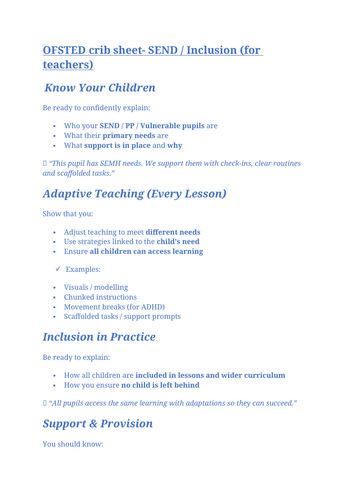 Ofsted Ready: SEND, Inclusion & DSL Questions + Staff & Pupil Prompt ...
