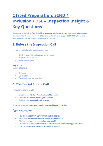Ofsted Ready: SEND, Inclusion & DSL Questions + Staff & Pupil Prompt ...