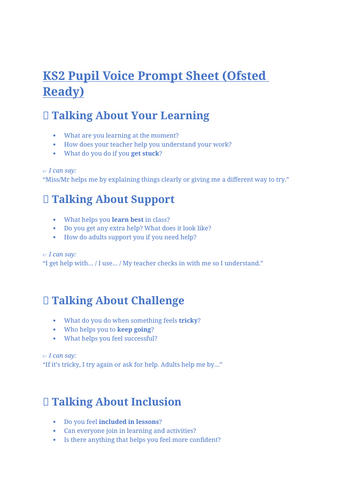 Ofsted Ready: SEND, Inclusion & DSL Questions + Staff & Pupil Prompt ...
