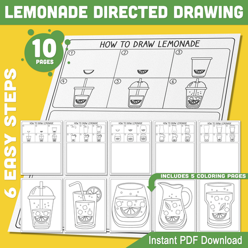 Lemonade Directed Drawing Activity, How to Draw Lemonade Step by Step ...