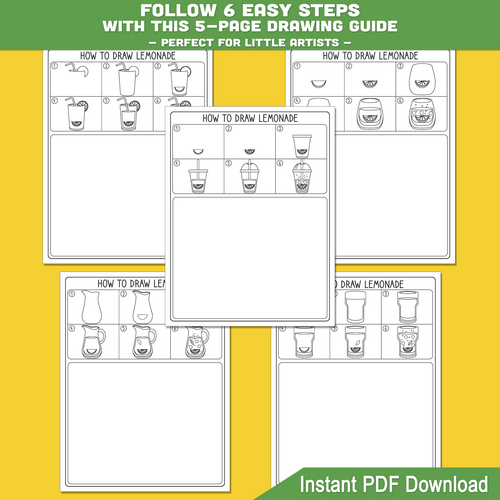 Lemonade Directed Drawing Activity, How to Draw Lemonade Step by Step ...