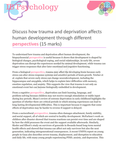Exemplar Essay - Perspectives 2 examples | Teaching Resources