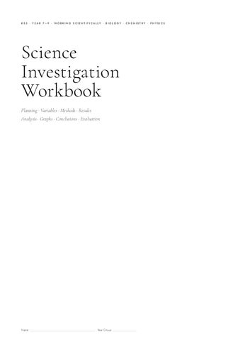 KS3 Science Investigation Workbook | 4 Working Scientifically Practical ...
