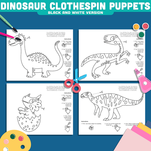 Dinosaur Puppet Craft, Interactive Prehistoric Animal Activity ...
