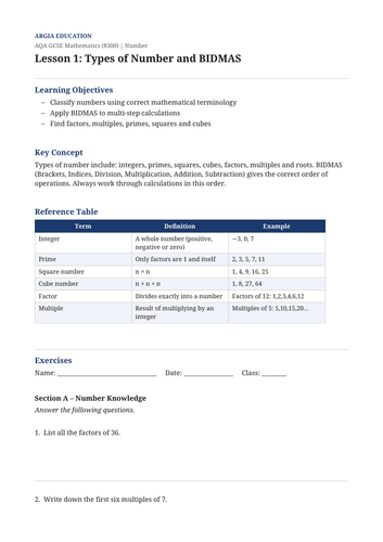 GCSE Maths Knowledge Worksheets | Teaching Resources