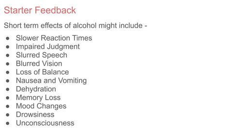 Alcohol - Concerns from long term use Tutor Time | Teaching Resources