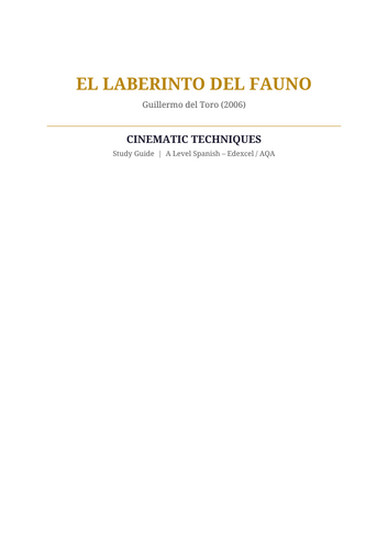 Laberinto del Fauno - Cinematic Techniques - Lesson Notes - English ...