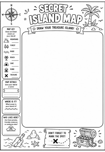 Secret Island Map | End of Term Art Activity | KS2 KS3 KS4 Cover Lesson ...