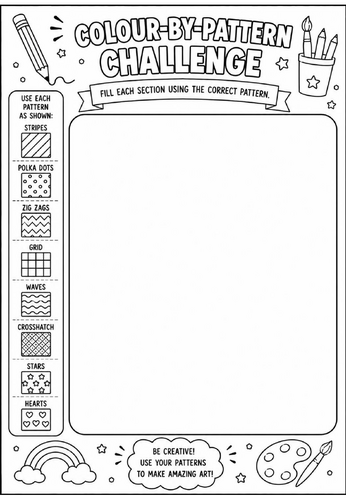 Colour-by-Pattern Challenge | End of Term Art Activity | KS2 KS3 KS4 ...