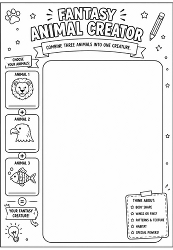 Fantasy Animal Creator | End of Term Art Activity | KS2 KS3 KS4 Cover ...