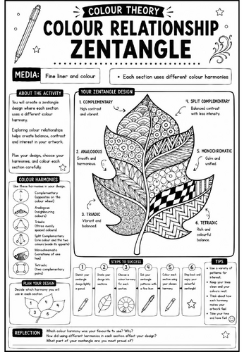 Colour Theory Worksheet – Colour Relationship Zentangle | Colour ...