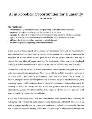 AI in Robotics: Opportunities for Humanity Reading Comprehension | Year ...