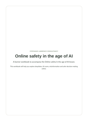 Online safety in the age of AI learner workbook | Teaching Resources