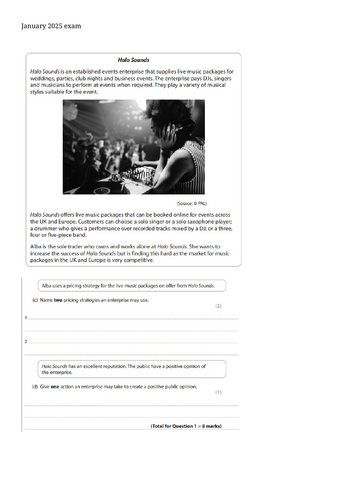 BTEC Enterprise past exam questions by topic | Teaching Resources