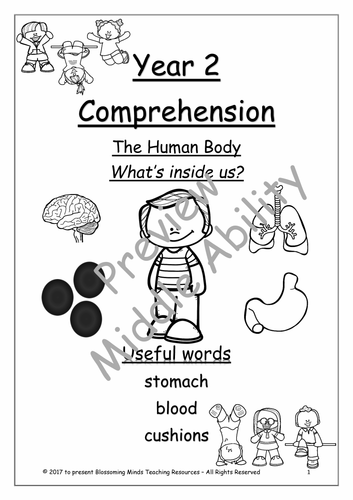 KS1 Reading - The Human Body Comprehension | Teaching Resources