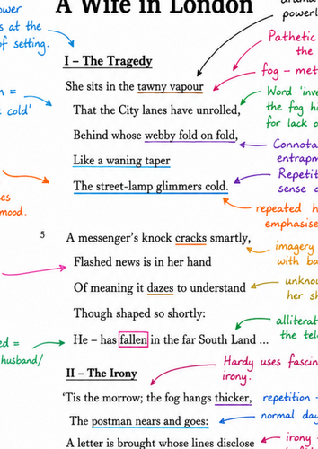 A Wife in London – Annotated Poetry Analysis Sheet (GCSE English ...