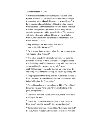 The Crucifixion and the Resurrection - Lesson 7 -Christian Beliefs ...