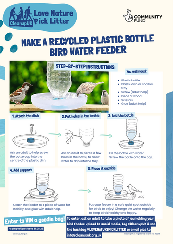 Make a Recycled Plastic Water Bottle Bird Feeder Activity Sheet ...