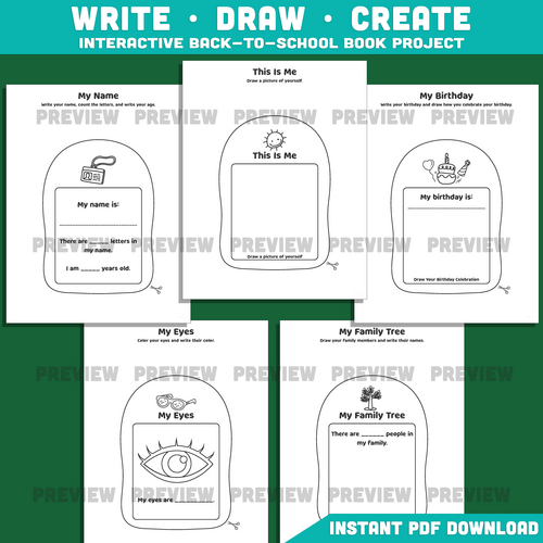 All About Me Backpack Book, First Week of School Writing & Craft ...