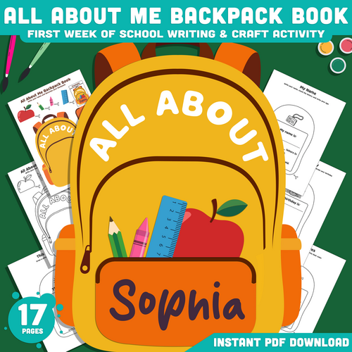 All About Me Backpack Book, First Week of School Writing & Craft ...