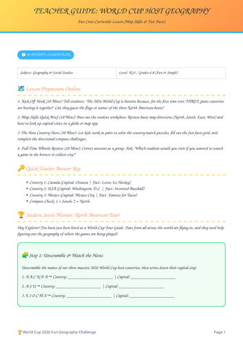 World Cup 2026 Fun Geography Challenge & Lesson Plan | KS3 / Lower ...