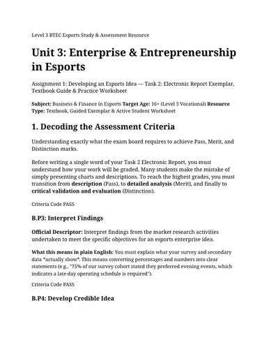 Esports Enterprise Report Guide & Worksheet | Twin-Format Master Pack ...