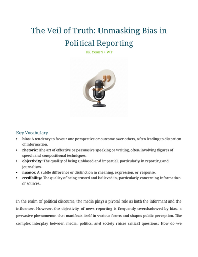 Analyzing Bias in Political Reporting Reading Comprehension | Year 9 ...