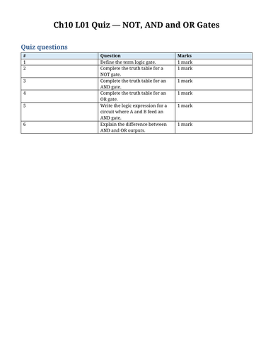 Chapter 10 Boolean Logic | Teaching Resources