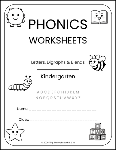 Phonics Worksheets: Letters, Digraphs & Blends | Kindergarten Literacy ...