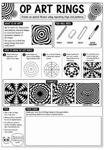 Creative Art Cover Worksheet – Op Art Rings | KS3 Art Cover Lesson ...
