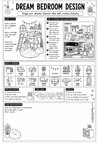 Creative Art Cover Worksheet – Dream Bedroom Design | KS3 Art Cover ...