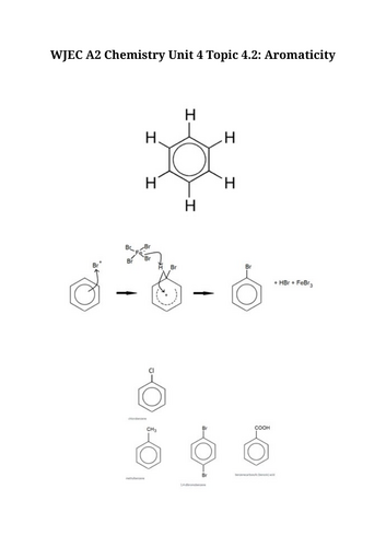 WJEC A2 CHEMISTRY UNIT 4 TOPIC 4.2: Aromaticity WORK BOOKLET ...