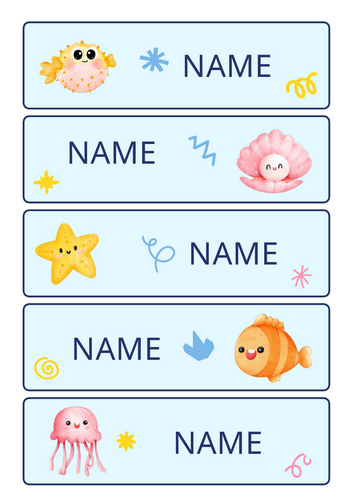 Editable Student Name Labels - Sea Animal theme | Teaching Resources