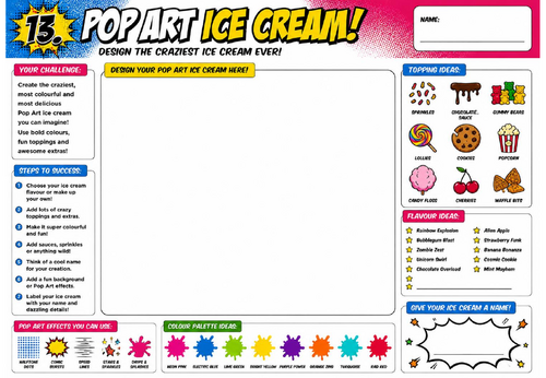 Pop Art Ice Cream Worksheet | KS2 KS3 Art Cover Lesson | Creative Food ...
