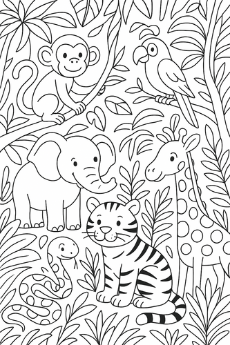 Jungle Animals Colouring Page | Teaching Resources