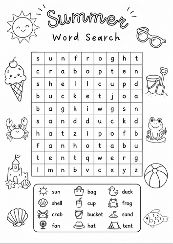 Summer CVC Word Search Phonics Activity | Teaching Resources