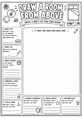 Draw a Room From Above | End of Term Art Activity | KS2 KS3 KS4 Cover ...