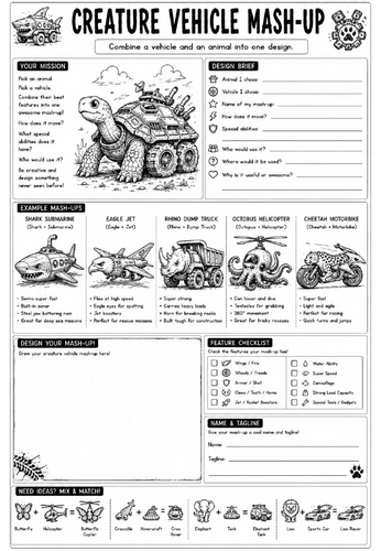 Creative Art Cover Worksheet – Creature Vehicle Mash-Up | KS3 Art Cover ...